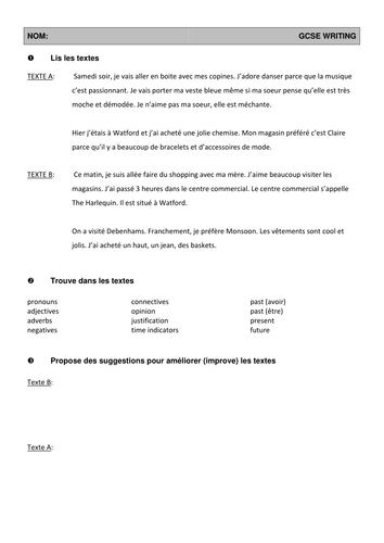 GCSE Writing improvement exercise | Teaching Resources