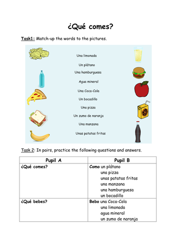 ¿Qué comes? spanish - Mira {EDITABLE} | Teaching Resources