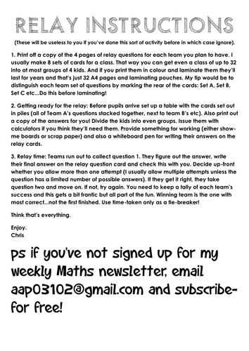 Maths Relay Races (Problem-solving Puzzles) | Teaching Resources