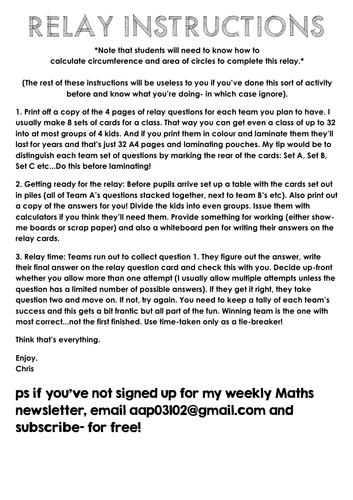 Maths Relay Races (Problem-solving Puzzles) | Teaching Resources