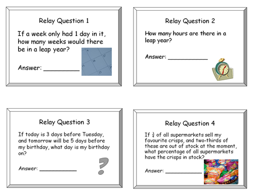 Maths Relay Races (Problem-solving Puzzles) | Teaching Resources