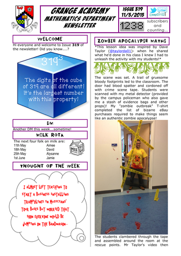 Free Weekly Maths Newsletter by Email | Teaching Resources