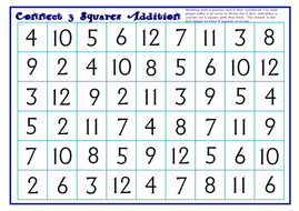 Addition Connect 3 Squares Game | Teaching Resources