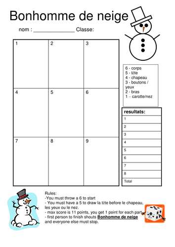 Bonhomme de neige beetle drive | Teaching Resources