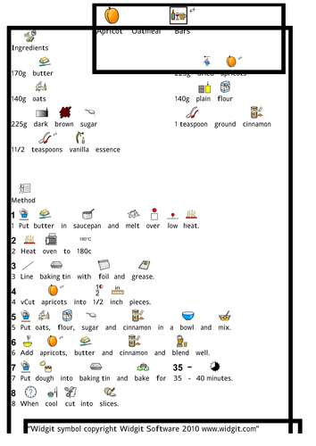 Food recipes- Widgit | Teaching Resources