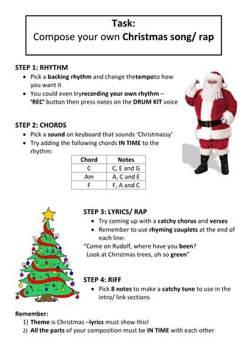 'Christmas Song/ Rap Composition' - Worksheet | Teaching Resources