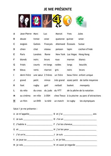 je me présente | Teaching Resources