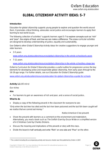 Global Citizenship: Activities for ages 5-7 | Teaching Resources