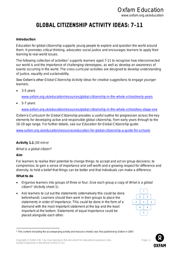 Global Citizenship: Activities for ages 7-11 | Teaching Resources