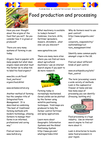 Food Production and Processing: Exploring by FACEonline - Teaching ...