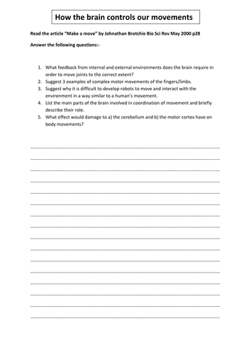 How the brain controls our movements | Teaching Resources