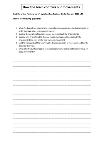 How the brain controls our movements | Teaching Resources