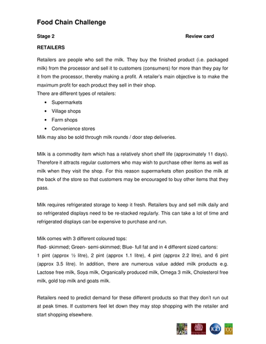 The Dairy Food Chain Challenge | Teaching Resources