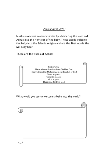 Muslim Birth Rites | Teaching Resources