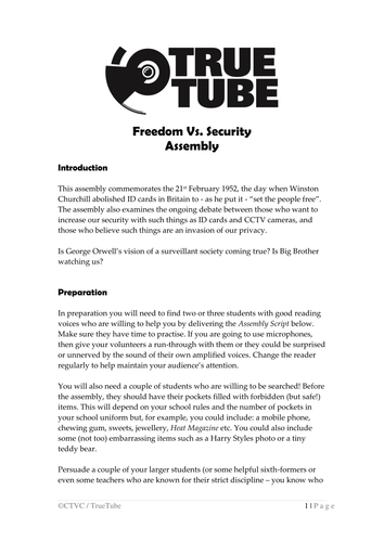 Freedom Vs. Security Assembly | Teaching Resources
