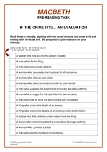 Macbeth Literature SoW and Activities Part 1 by charishunn - UK ...