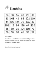 Doubles Dice Game | Teaching Resources