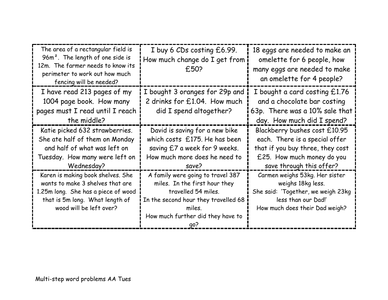 Multi-step word problems by claire.tunnicliffe - UK Teaching Resources ...