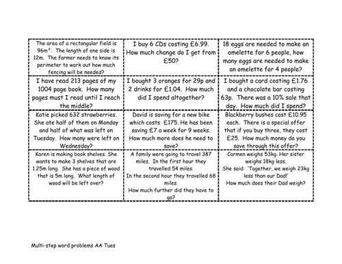 Multi-step word problems | Teaching Resources Multi-step word problems | Teaching Resources