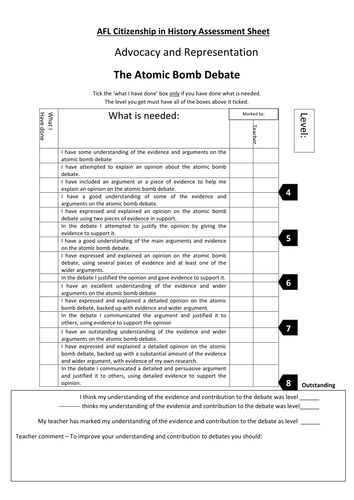 Atomic Bomb Debate | Teaching Resources