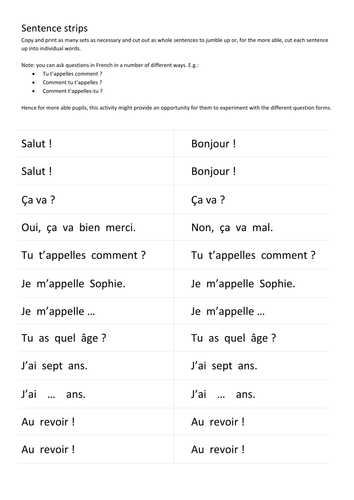 Salut Sophie French Unit 1 – This is me | Teaching Resources