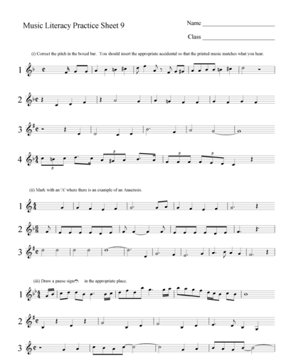 Music Literacy Practice Sheets (Int 1/2/Higher/AH) | Teaching Resources