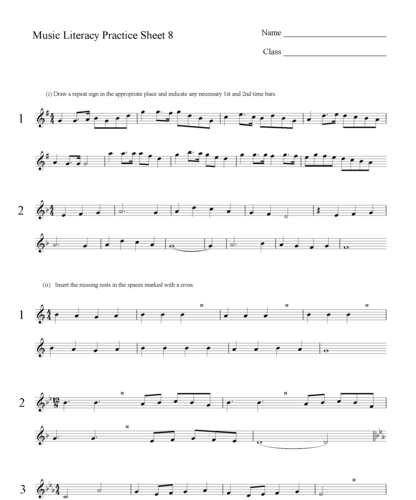 Music Literacy Practice Sheets (Int 1/2/Higher/AH) | Teaching Resources