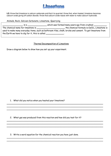 The thermal decomposition of Limestone | Teaching Resources