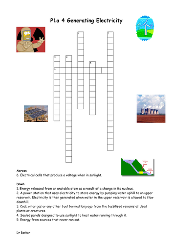 AQA P1a Energy & electricity revision crosswords | Teaching Resources