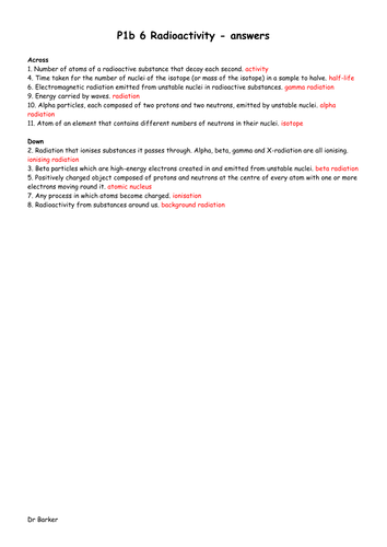 AQA P1b Radiation & Universe revision crosswords | Teaching Resources