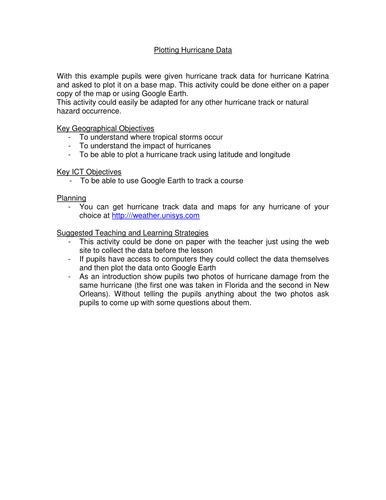 Instructions for plotting hurricane tracks | Teaching Resources