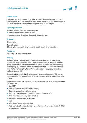 The ethics of research involving animals | Teaching Resources