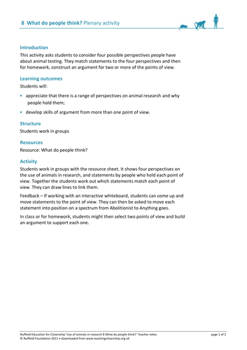 The ethics of research involving animals | Teaching Resources