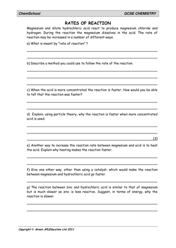 Rates of Reaction | Teaching Resources
