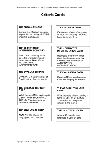The Crucible Controlled Assessment - Confessions | Teaching Resources