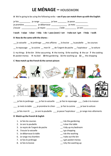 LE MêNAGE - household chores in French | Teaching Resources