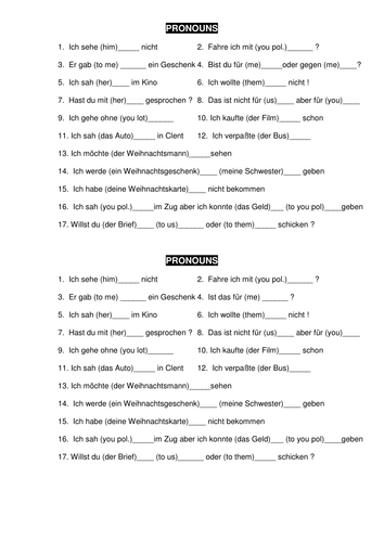 Pronouns in German | Teaching Resources