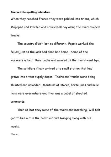 Correct the spelling mistakes | Teaching Resources