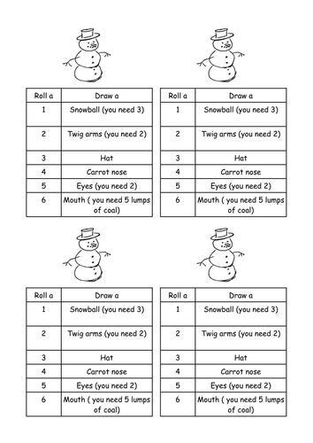 Snowman game | Teaching Resources