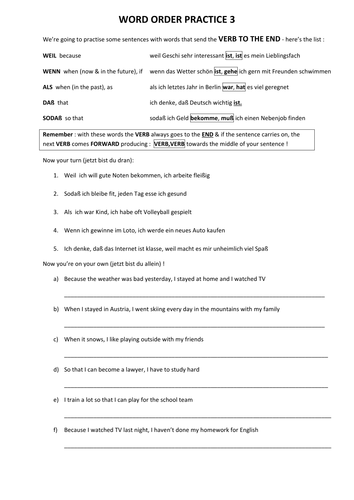 German word order | Teaching Resources