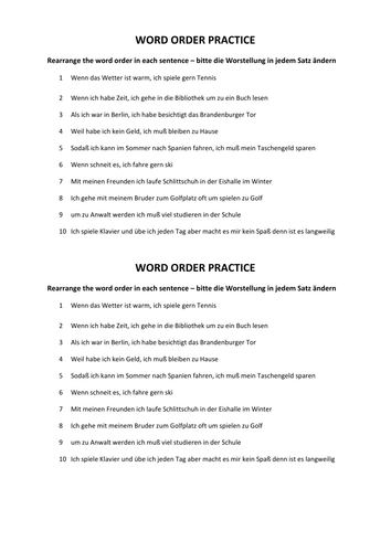 German word order | Teaching Resources