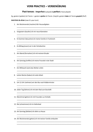 Perfect, Imperfect & future practice in German | Teaching Resources