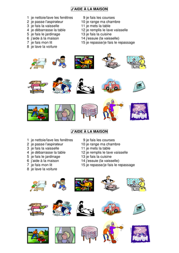housework & chores in French - faire le menage | Teaching Resources
