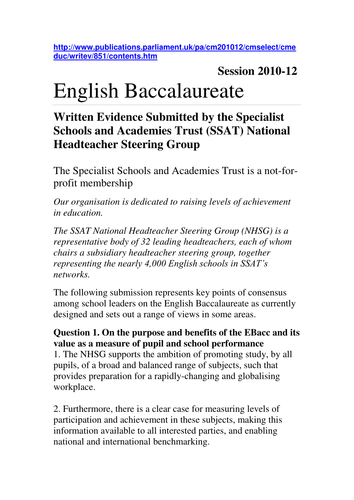 Submissions on RE to parliament for Ebacc review 2 | Teaching Resources