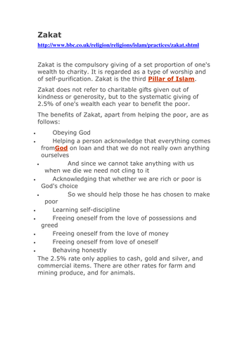 Five Pillars of Islam - especially Zakat | Teaching Resources