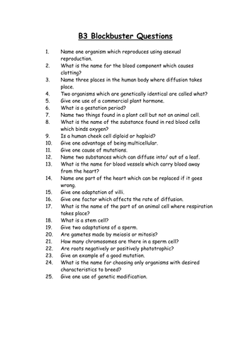 OCR Unit B3 Revision Activities | Teaching Resources