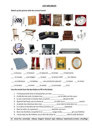 les meubles en français | Teaching Resources