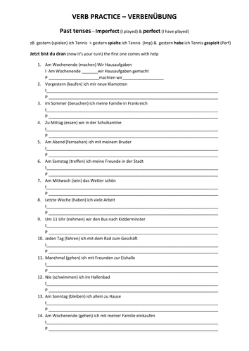 Imperfect & perfect tenses in German | Teaching Resources