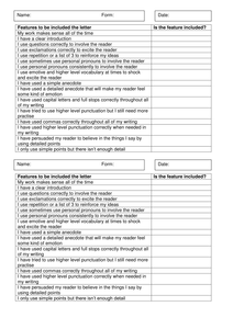 Peer or self assess form for persuasive writing by diamond_raindrops ...