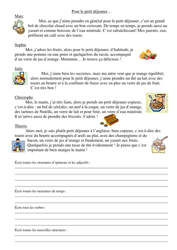 Petit déjeuner et aliments | Teaching Resources